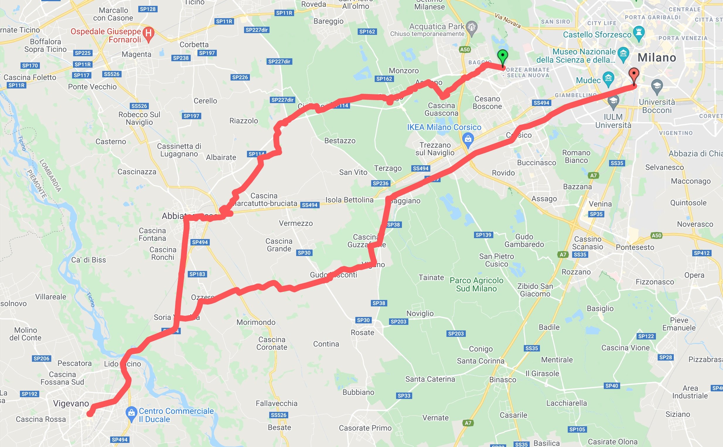 Milano-Vigevano sulla via Sforzesca (con download mappa per navigatore ...